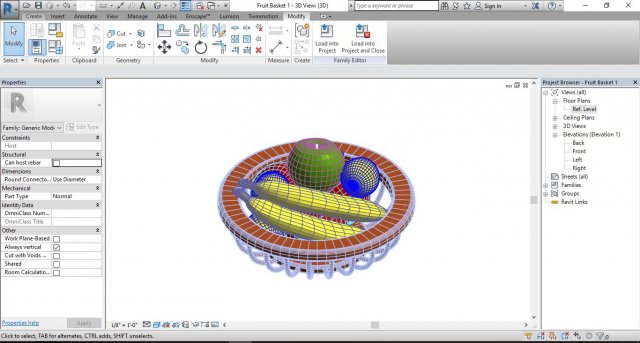 fruit basket revit family object 3D Model in Fruit 3DExport