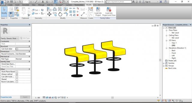 sleek bar stool revit family 3D Model in Stool 3DExport