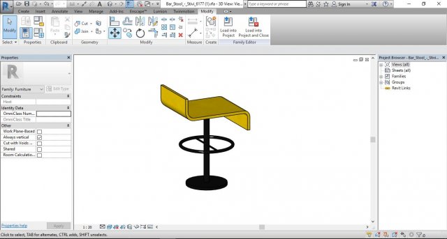 sleek bar stool revit family 3D Model in Stool 3DExport