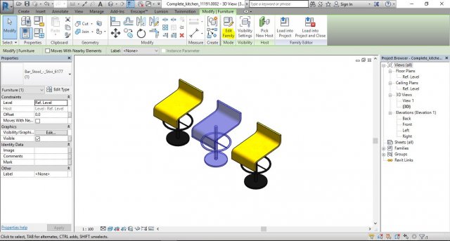 sleek bar stool revit family Modelo 3D in Taburete 3DExport
