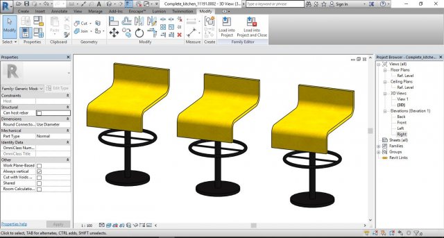 sleek bar stool revit family 3D Model in Stool 3DExport