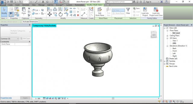 stone pot and fountain revit family 3D Model in Decoration 3DExport