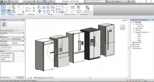 refrigerator revit family package 3D Model in Household Appliances 3DExport