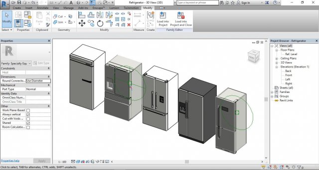 refrigerator revit family package 3D Model in Household Appliances 3DExport