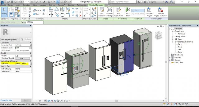 refrigerator revit family package 3D Model in Household Appliances 3DExport