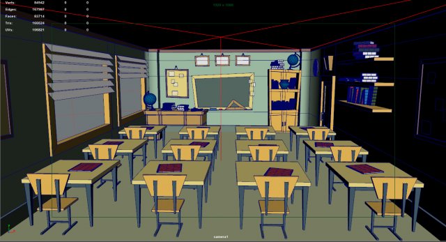 classroom cartoon 3D Model in Office 3DExport