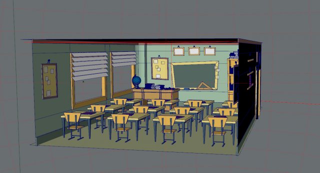 classroom cartoon 3D Model in Office 3DExport