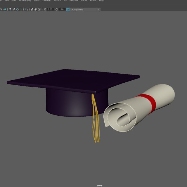 graduation cap and diploma 3D Model in Clothing 3DExport