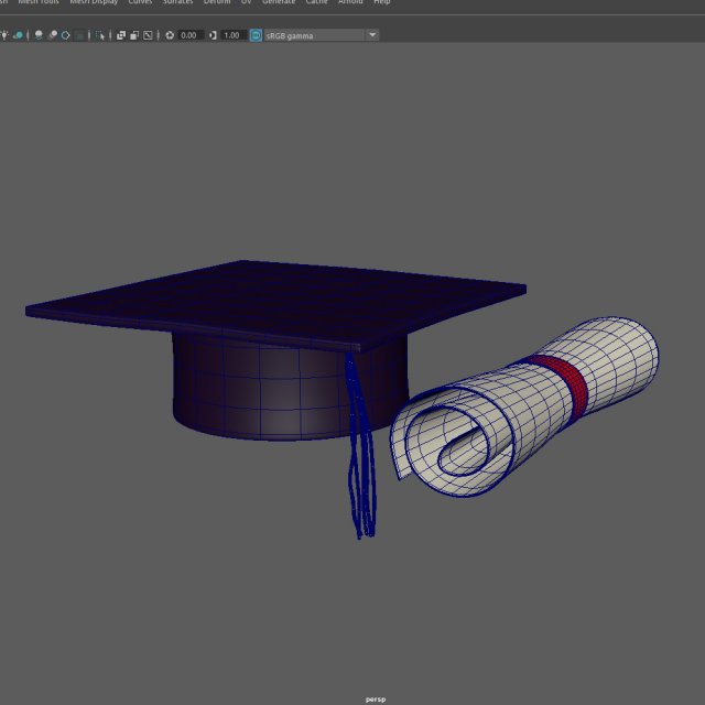 graduation cap and diploma 3D Model in Clothing 3DExport