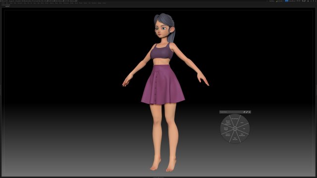 zbrush stylized character girl base mesh - amy girl style 8 3D Модель ...