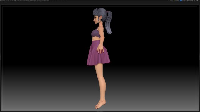 zbrush stylized character girl base mesh - amy girl style 8 3D Модель ...