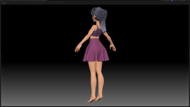 zbrush stylized character girl base mesh - amy girl style 8 3D Модель ...