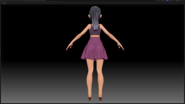 zbrush stylized character girl base mesh - amy girl style 8 3D Модель ...