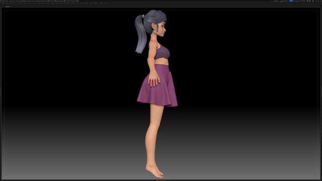 zbrush stylized character girl base mesh - amy girl style 8 3D Модель ...