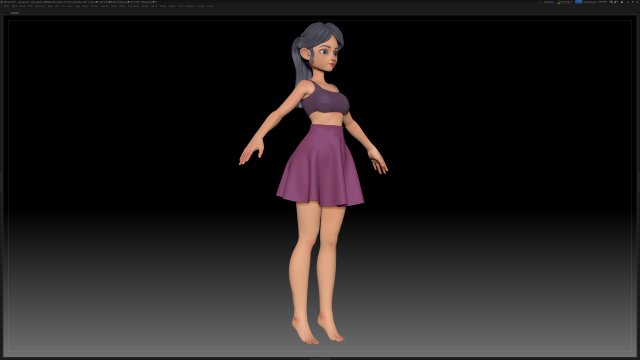 zbrush stylized character girl base mesh - amy girl style 8 3D Модель ...