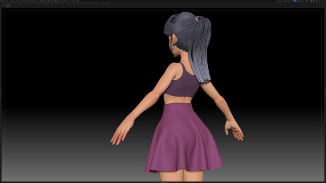 zbrush stylized character girl base mesh - amy girl style 8 3D Модель ...