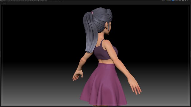 zbrush stylized character girl base mesh - amy girl style 8 3D Модель ...