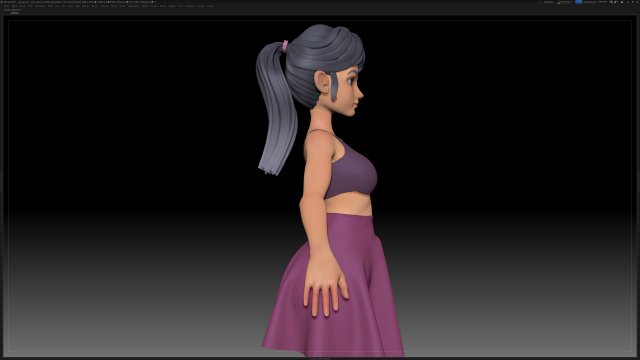 zbrush stylized character girl base mesh - amy girl style 8 3D Модель ...