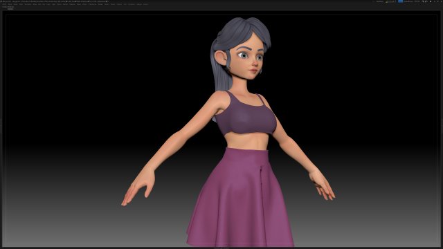 zbrush stylized character girl base mesh - amy girl style 8 3D Модель ...