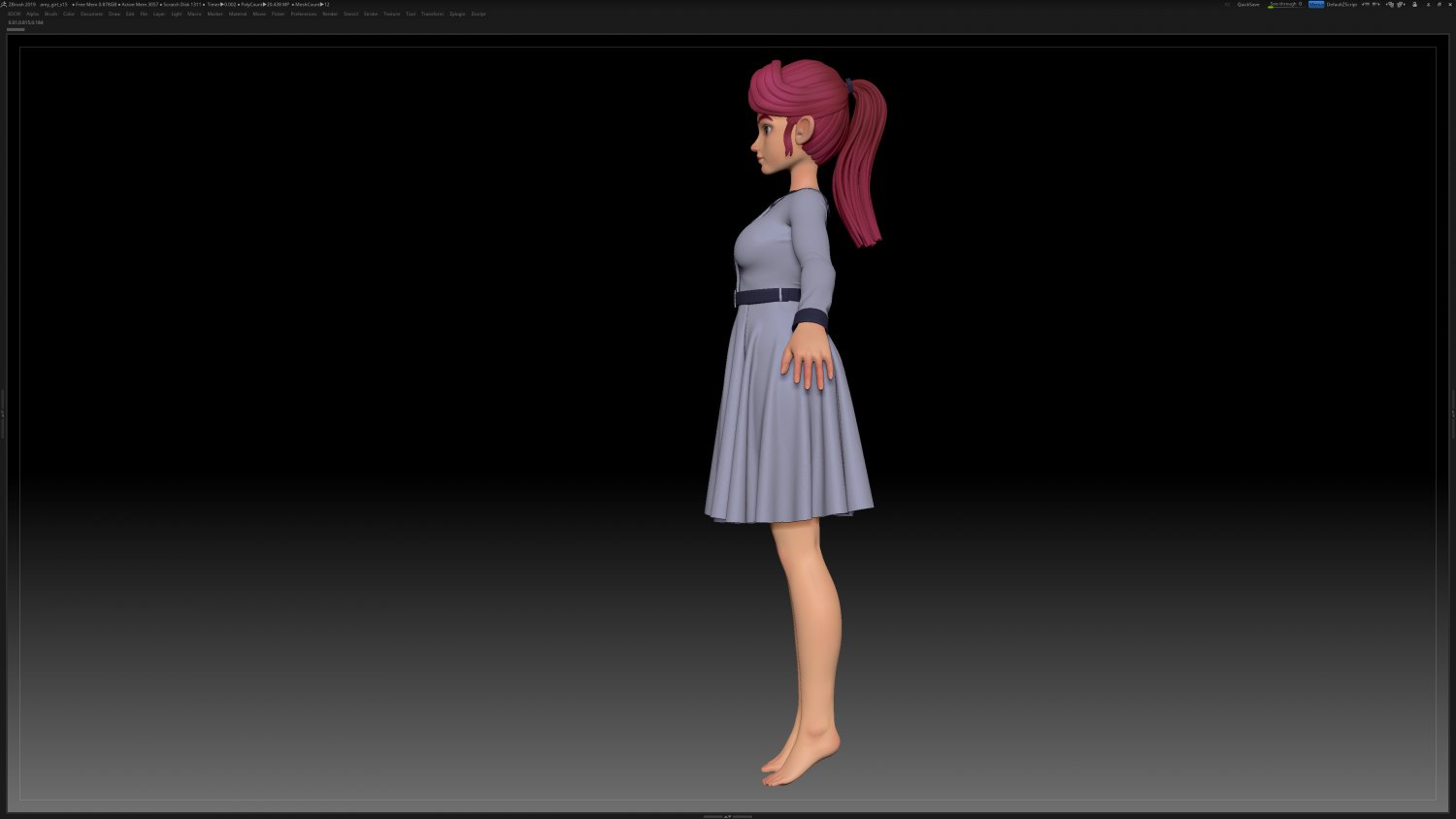 zbrush stylized character girl base mesh - amy girl style 15 3D Model ...