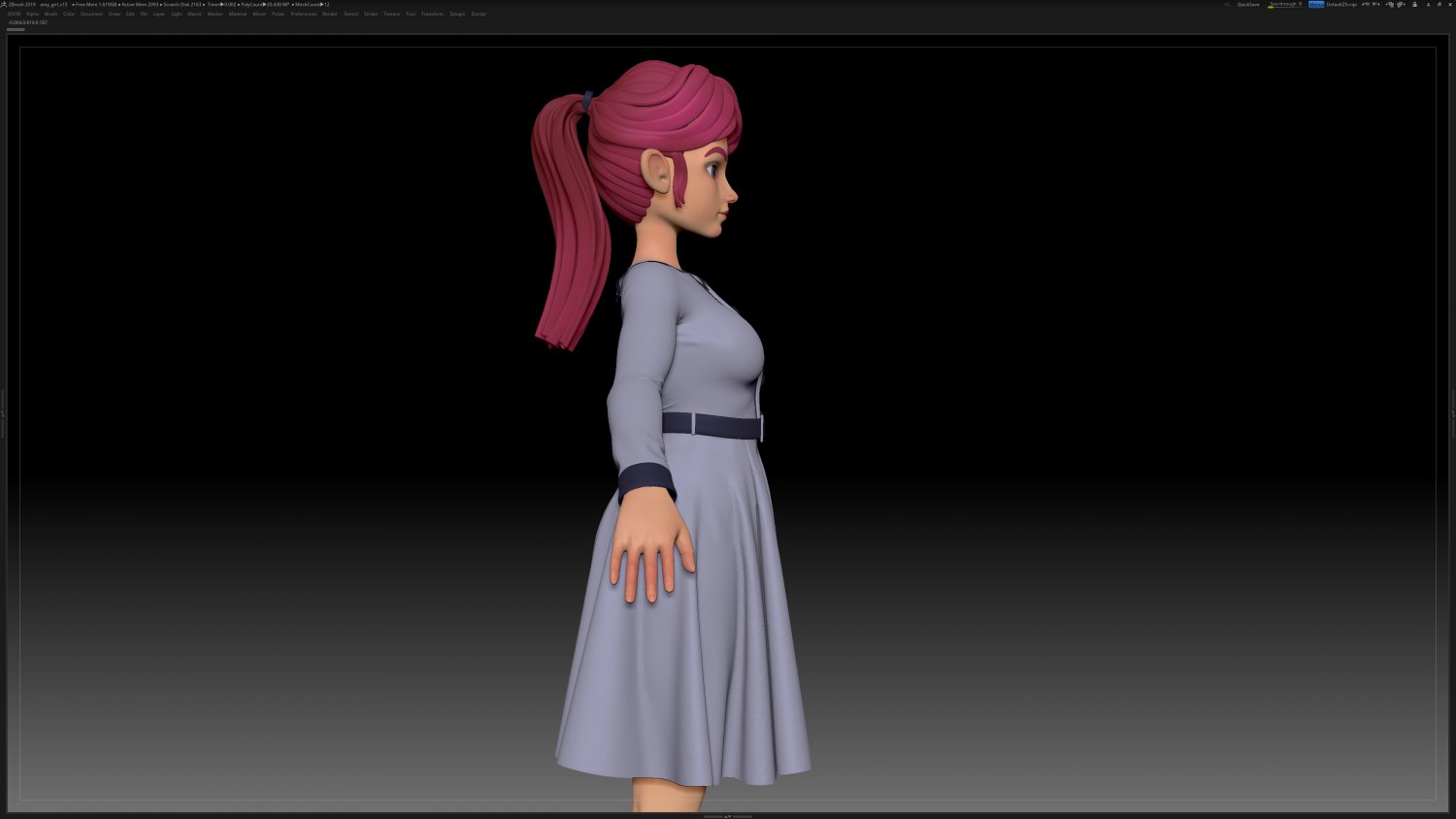 zbrush stylized character girl base mesh - amy girl style 15 3D Model ...