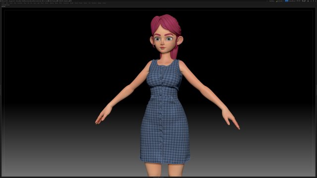 zbrush stylized character girl base mesh - amy girl style 18 3D Model ...
