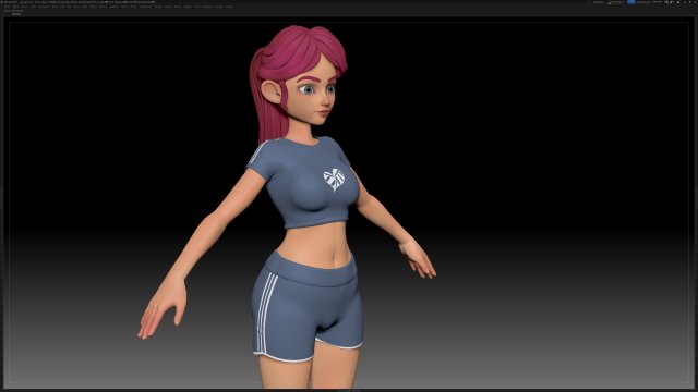 zbrush stylized character girl base mesh - amy girl style 19 3D Model ...