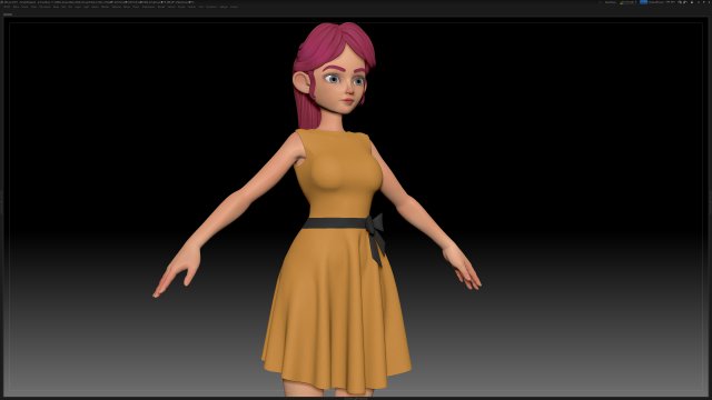 zbrush stylized character girl base mesh - amy girl style 22 3D Model ...