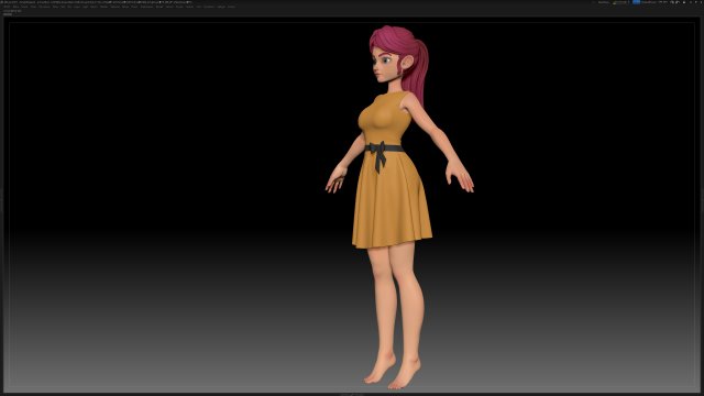 zbrush stylized character girl base mesh - amy girl style 22 3D Model ...