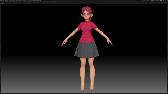 zbrush stylized character girl base mesh - amy girl style 24 3D Model ...
