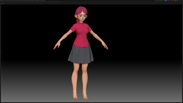 zbrush stylized character girl base mesh - amy girl style 24 3D Model ...