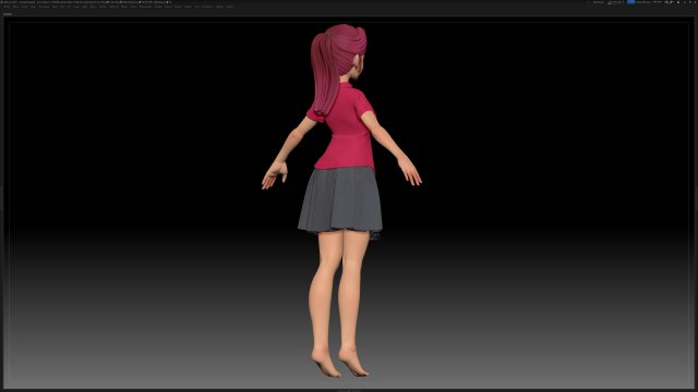 zbrush stylized character girl base mesh - amy girl style 24 3D Model ...