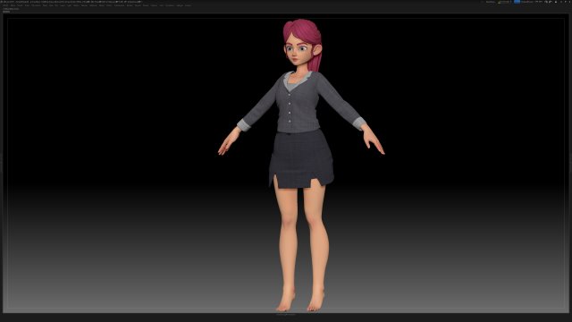 zbrush stylized character girl base mesh - amy girl style 30 3D-Modell ...