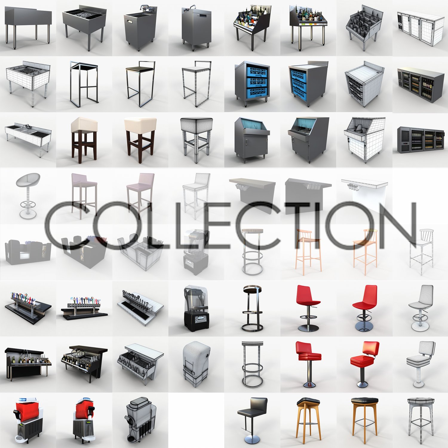 collection bar 2 3D Models in Bar 3DExport