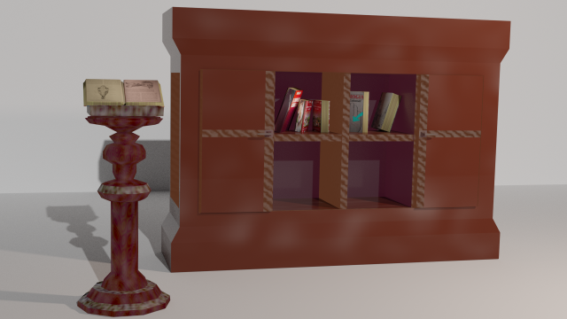 lectern bookcase and books Gratuit Modèle 3D in Rayonnage 3DExport