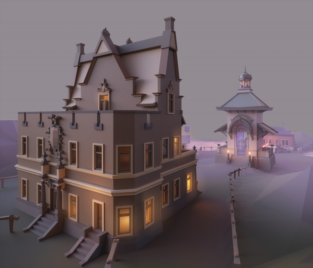victorian style village low poly 3D Model in Buildings 3DExport