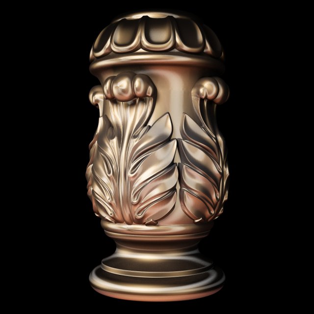 Classic carved cone baluster column base baroque STL file included 3D ...