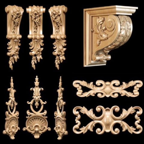 Collection of 30 models classical wood carving decor STL format 3D ...