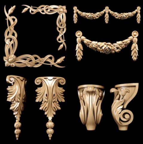 Collection of 30 models classical wood carving decor STL format 3D ...