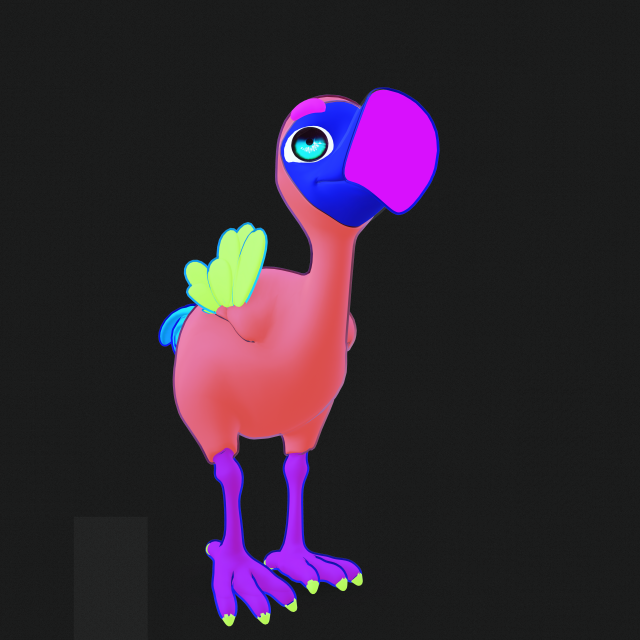 OSTRICH 3D CARTOON OSTRICH 2D ASPECT 3D Model in Cartoon 3DExport