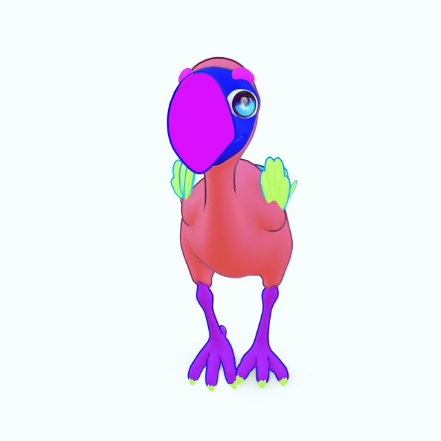 OSTRICH 3D CARTOON OSTRICH 2D ASPECT 3D Model in Cartoon 3DExport
