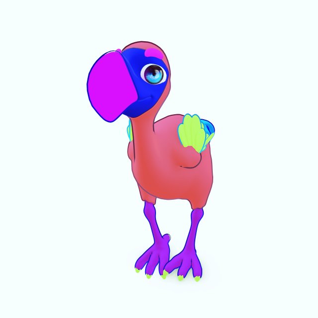 OSTRICH 3D CARTOON OSTRICH 2D ASPECT 3D Model in Cartoon 3DExport