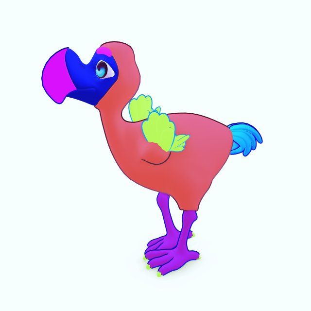 OSTRICH 3D CARTOON OSTRICH 2D ASPECT 3D Model in Cartoon 3DExport