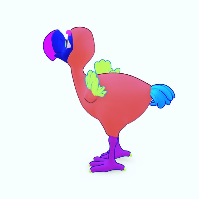 OSTRICH 3D CARTOON OSTRICH 2D ASPECT 3D Model in Cartoon 3DExport