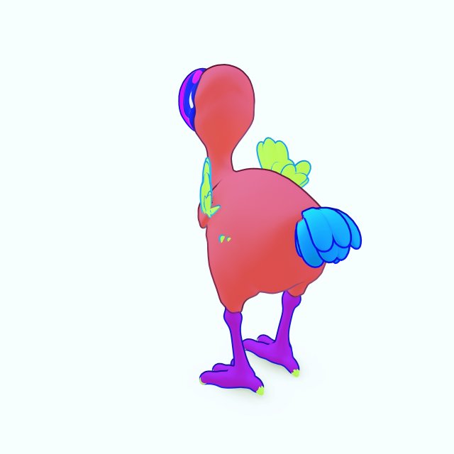 OSTRICH 3D CARTOON OSTRICH 2D ASPECT 3D Model in Cartoon 3DExport
