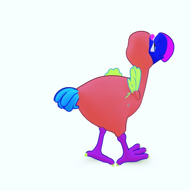 OSTRICH 3D CARTOON OSTRICH 2D ASPECT 3D Model in Cartoon 3DExport