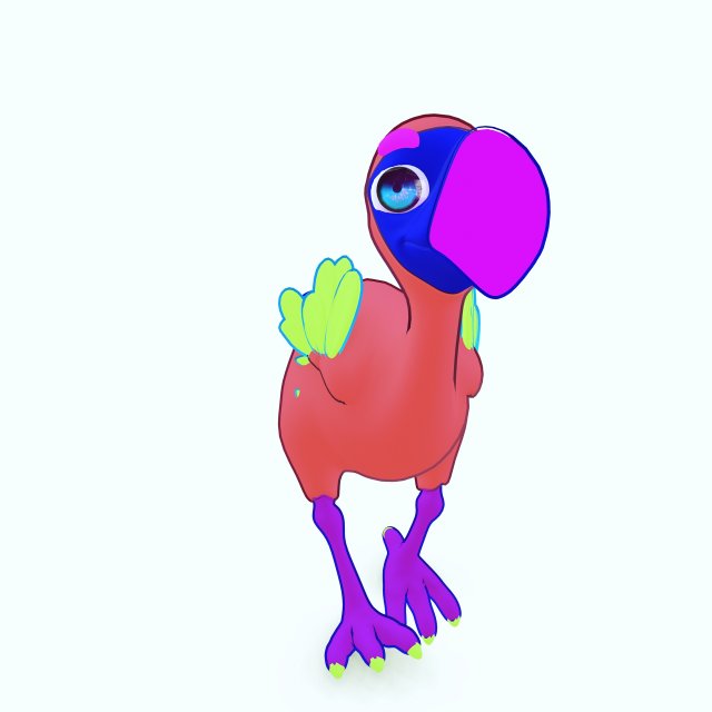 OSTRICH 3D CARTOON OSTRICH 2D ASPECT 3D Model in Cartoon 3DExport