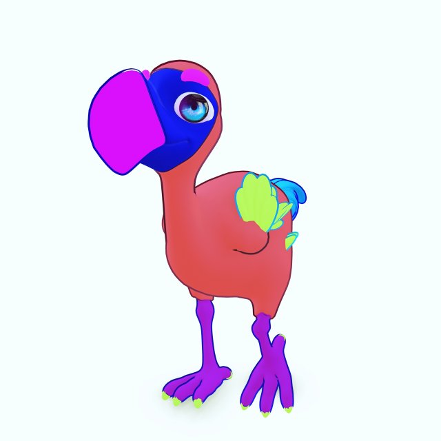 OSTRICH 3D CARTOON OSTRICH 2D ASPECT 3D Model in Cartoon 3DExport