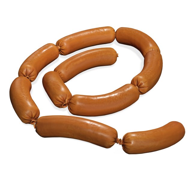SAUSAGE PORK MEAT FOOD 3D MODEL PIG - FRANKFURTER - HOT DOG - BANGER ...