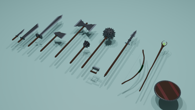 low poly steel pack 3D Model in Melee 3DExport